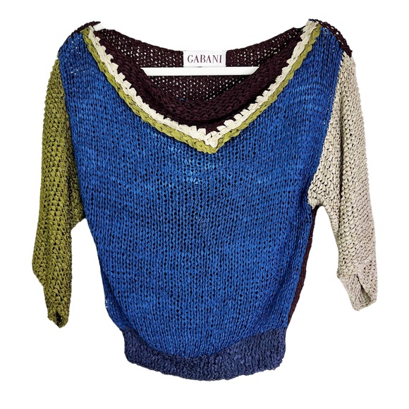 Gabani | Sweaters | Vintage Gabani Shawl Neck Half Sleeve Colorblock ...